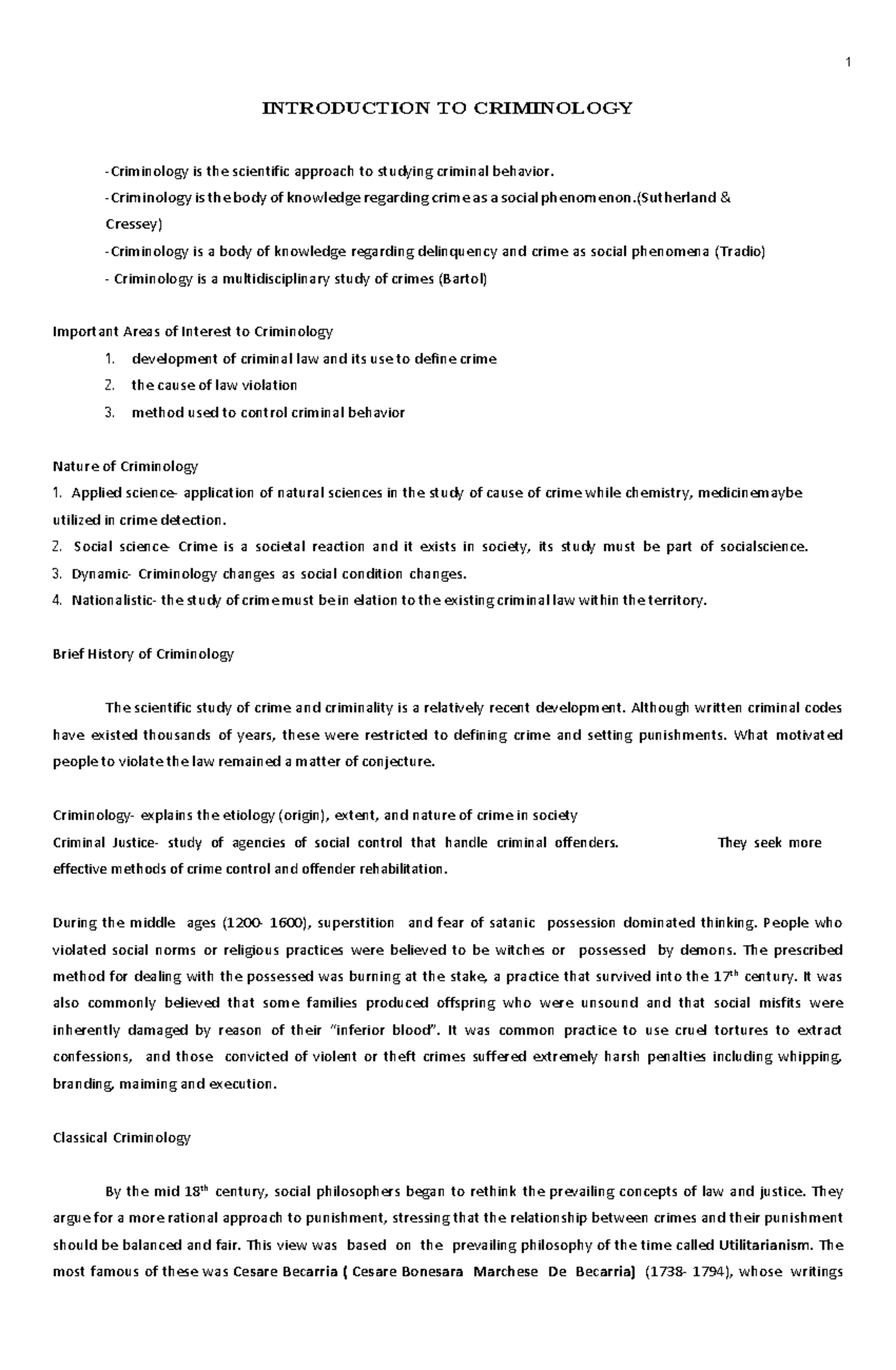 Introduction to Criminology and Sociology of Crimes and Ethics ...