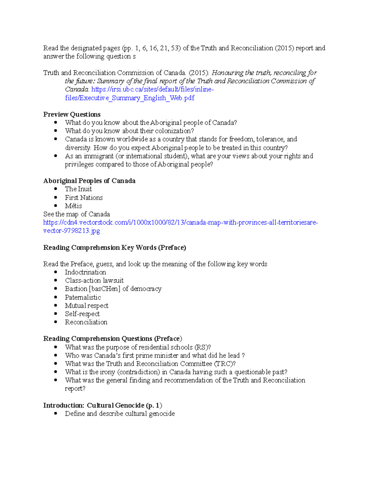 TRC questions - Research requires - Read the designated pages (pp. 1, 6 ...