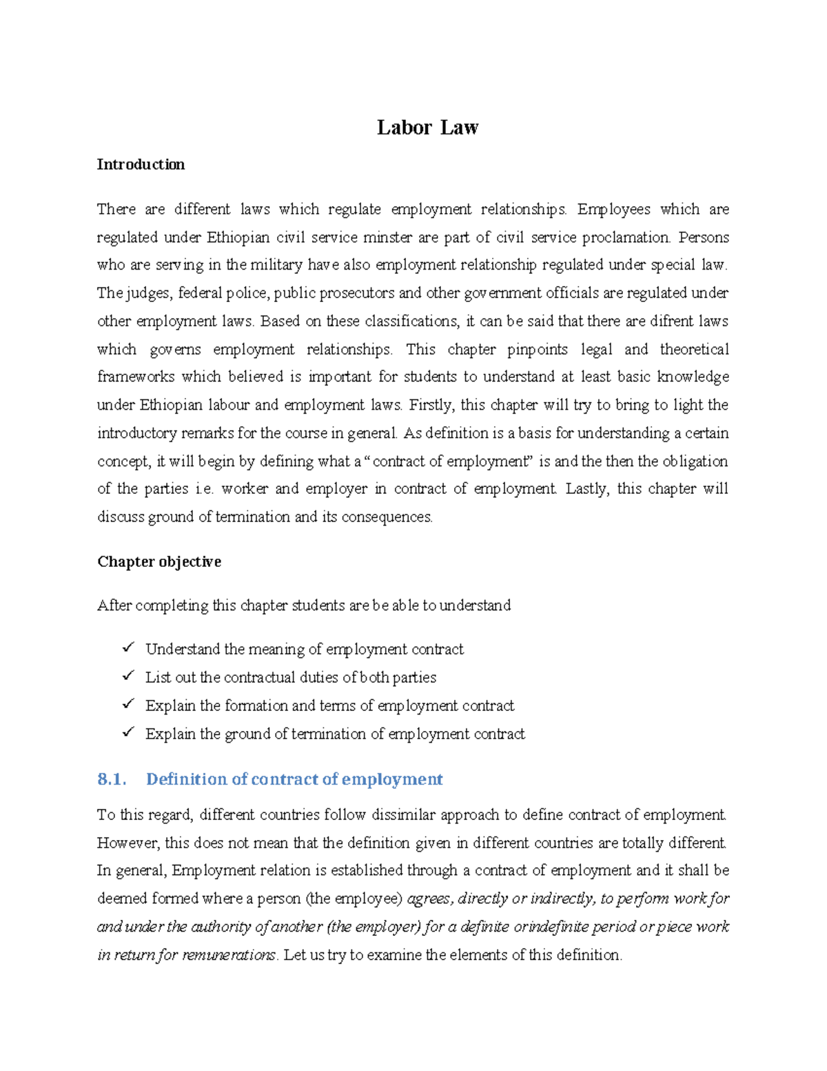 BL - Chapter 7, Labor Law - Labor Law Introduction There are different ...