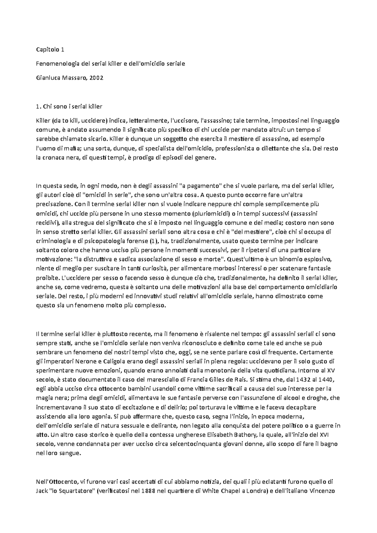 Tesi 5 - Capitolo 1 Fenomenologia del serial killer e seriale Gianluca ...