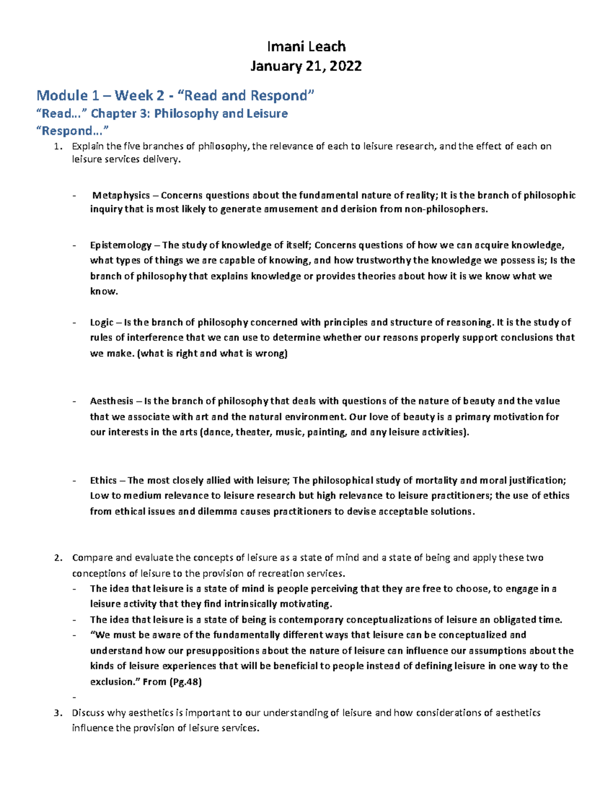 1-2 Read and React - Imani Leach January 21, 2022 Module 1 – Week 2 ...