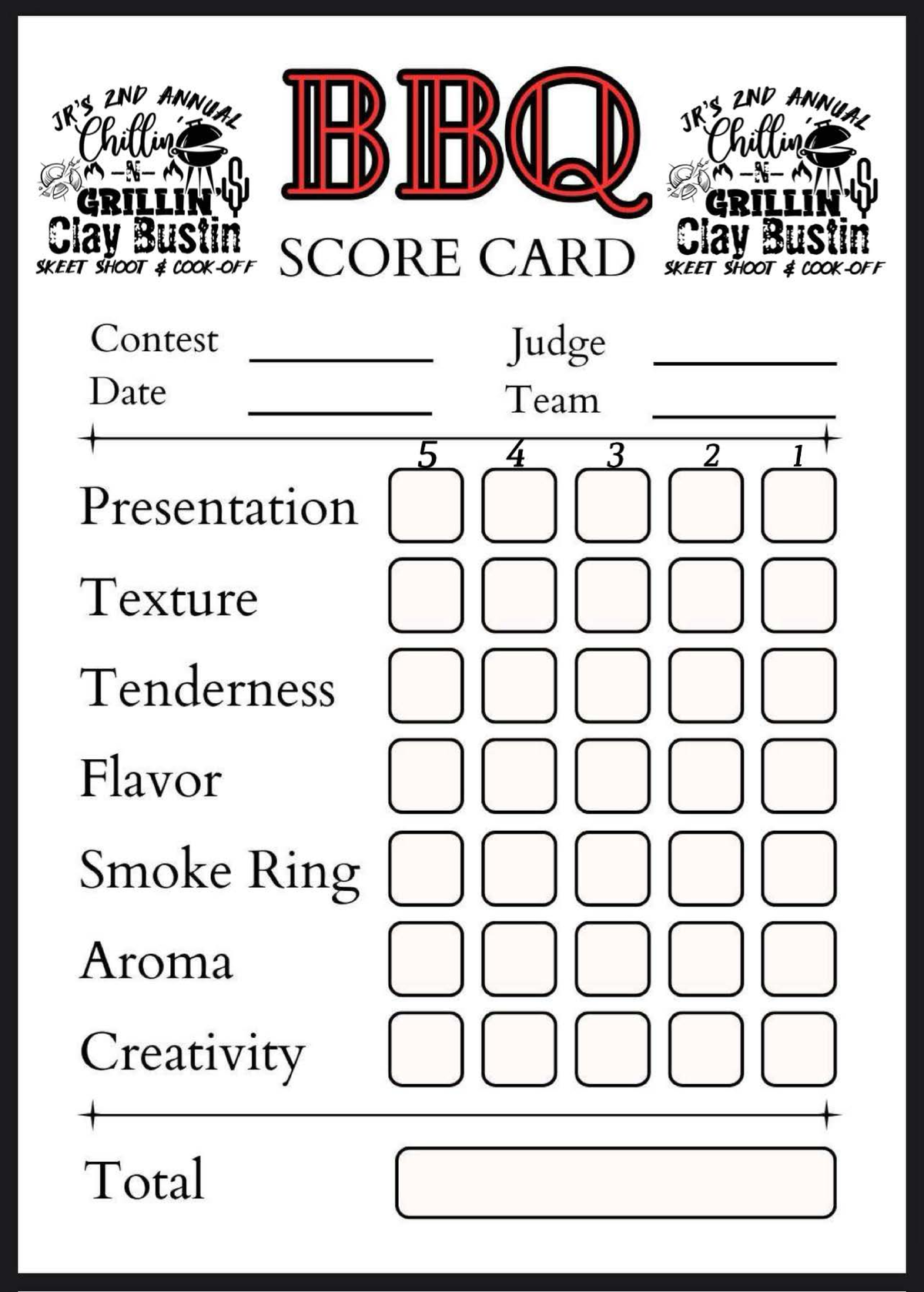 Chillin n Grillin Score Card - ENG 1105 - Studocu