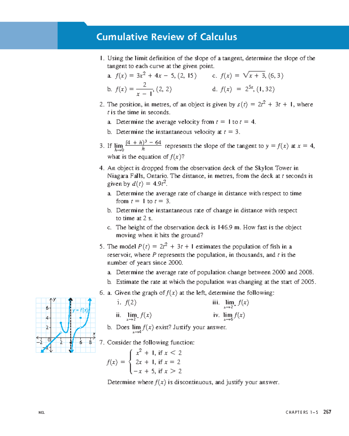 Cumulative Review of Calculus - Using the limit definition of the slope ...