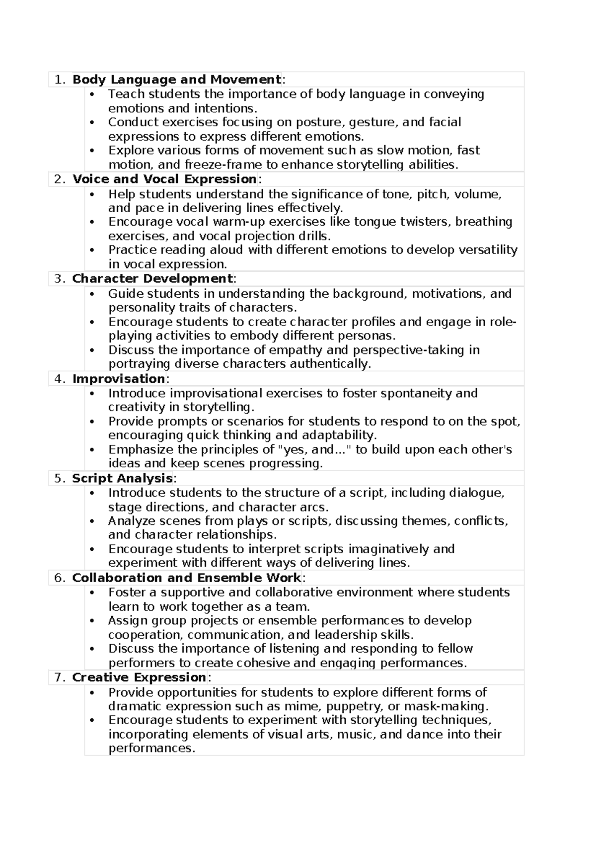 Drama 1 - it all good - 1. Body Language and Movement: Teach students ...