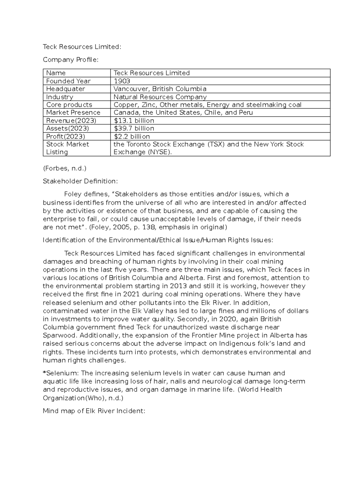 Teck Resources Limited - Teck Resources Limited: Company Profile: Name ...