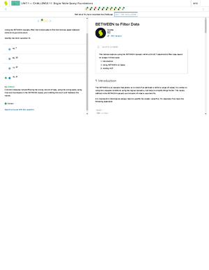 Sophia Relational Databases Milestone 3 - 1 CONCEPT → Superusers 2 17 / 21 that's 81% RETAKE 17 ...