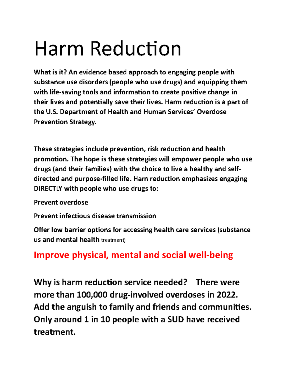 Harm Reduction - lecture - Harm Reduction What is it? An evidence based ...