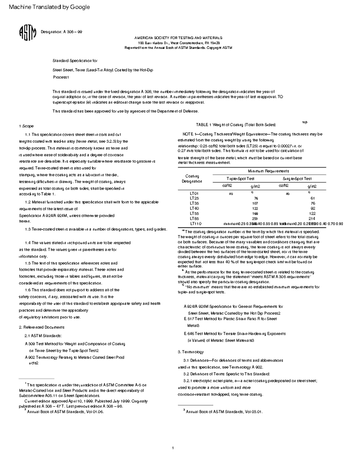 Astm-a-308 - materialpara aislamiento - LT Steel Sheet, Terne (Lead-Tin ...