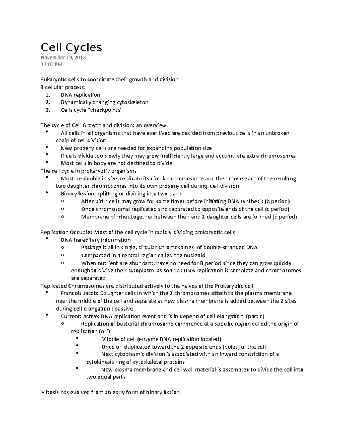Cell Cycles - THIS NOTE CONSISTS OF LECTURE SLIDE, IN CLASS TIPS AS ...