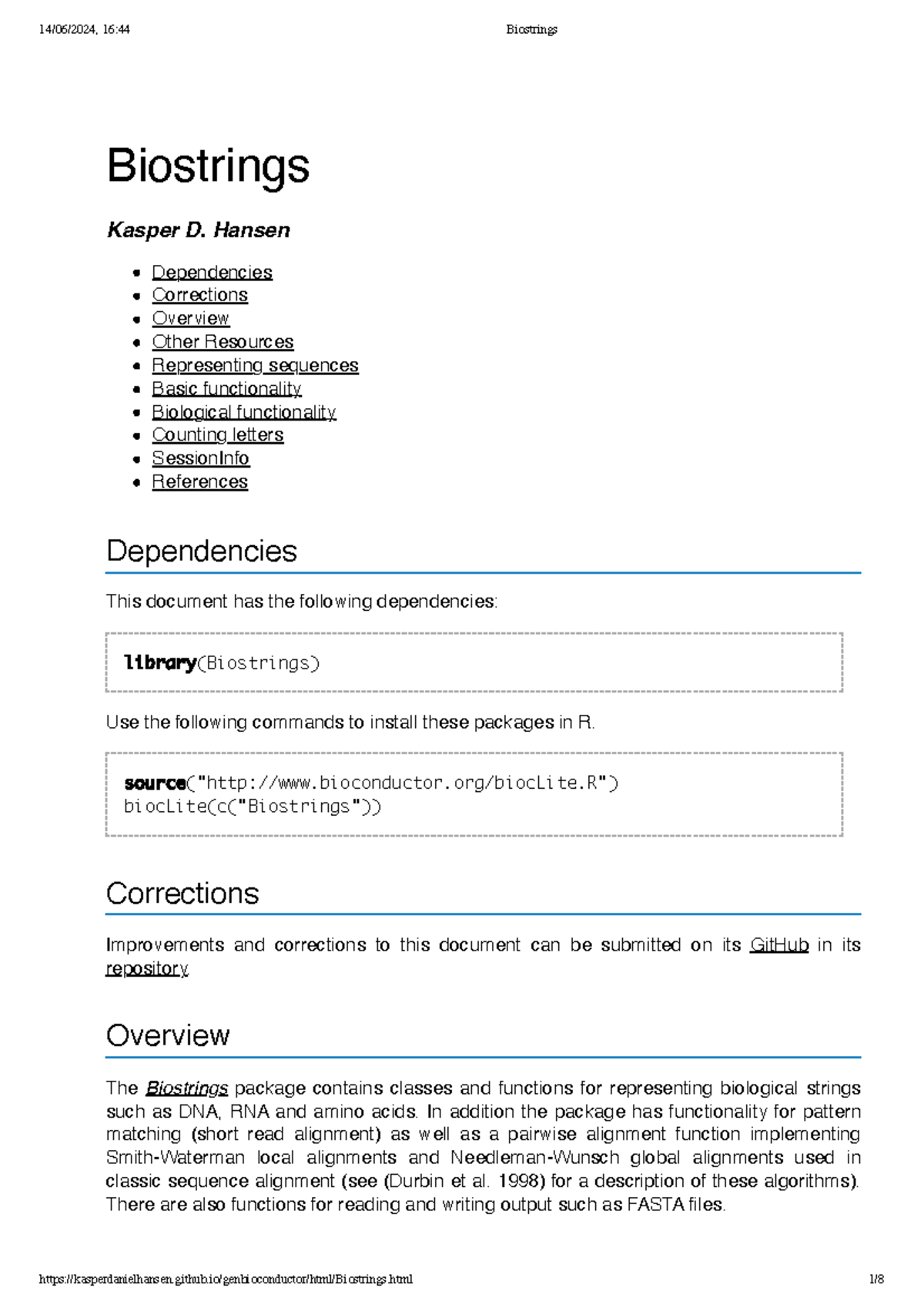 Biostrings - notes - Biostrings Kasper D. Hansen Dependencies ...