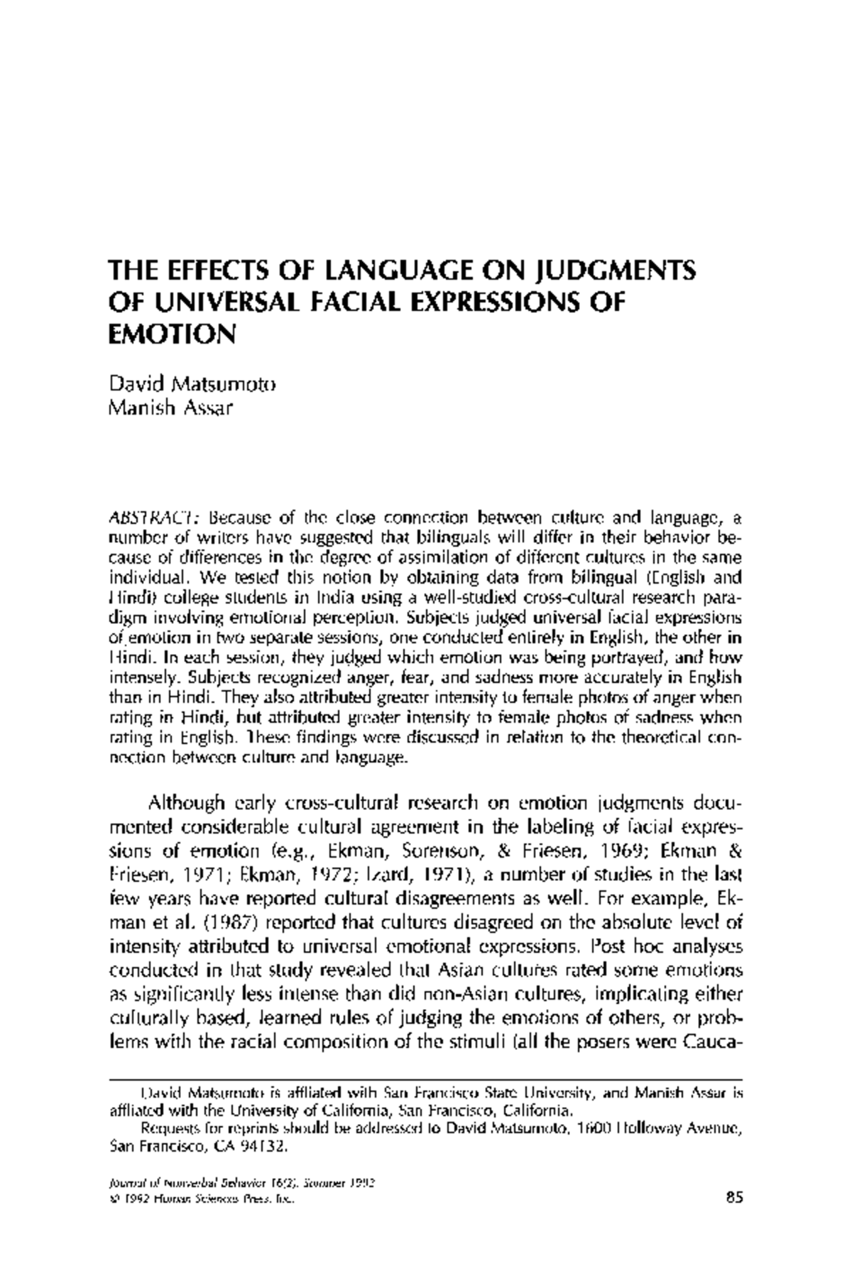BF00990324 - Essay - THE EFFECTS OF LANGUAGE ON JUDGMENTS OF UNIVERSAL ...