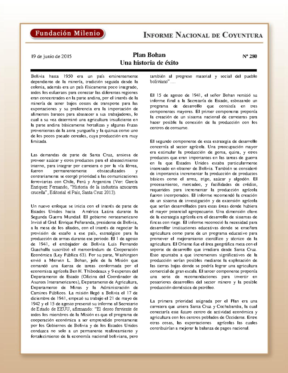 Plan bohan una historia de exito - 19 de junio de 2015 Nº 280 Bolivia ...