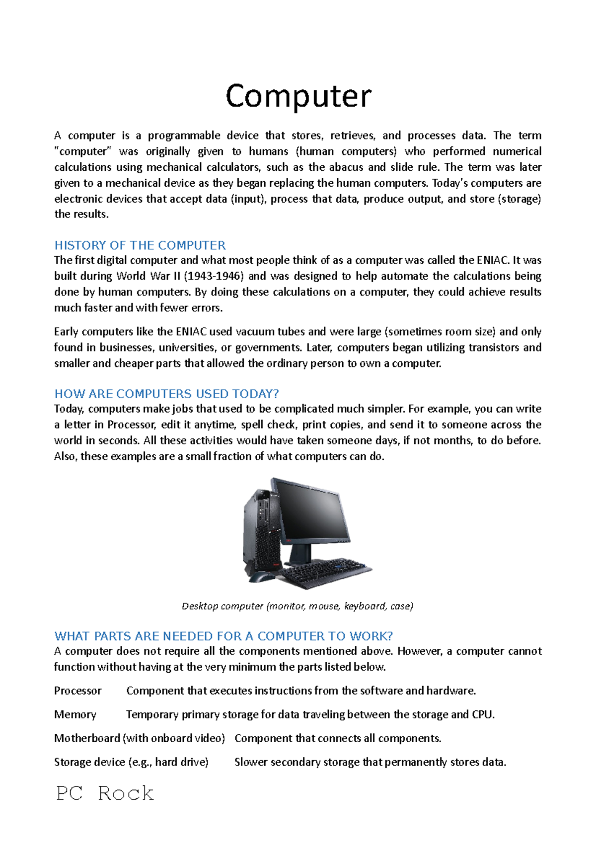 Project 6 - Toán cao cấp 1 - Computer A computer is a programmable ...