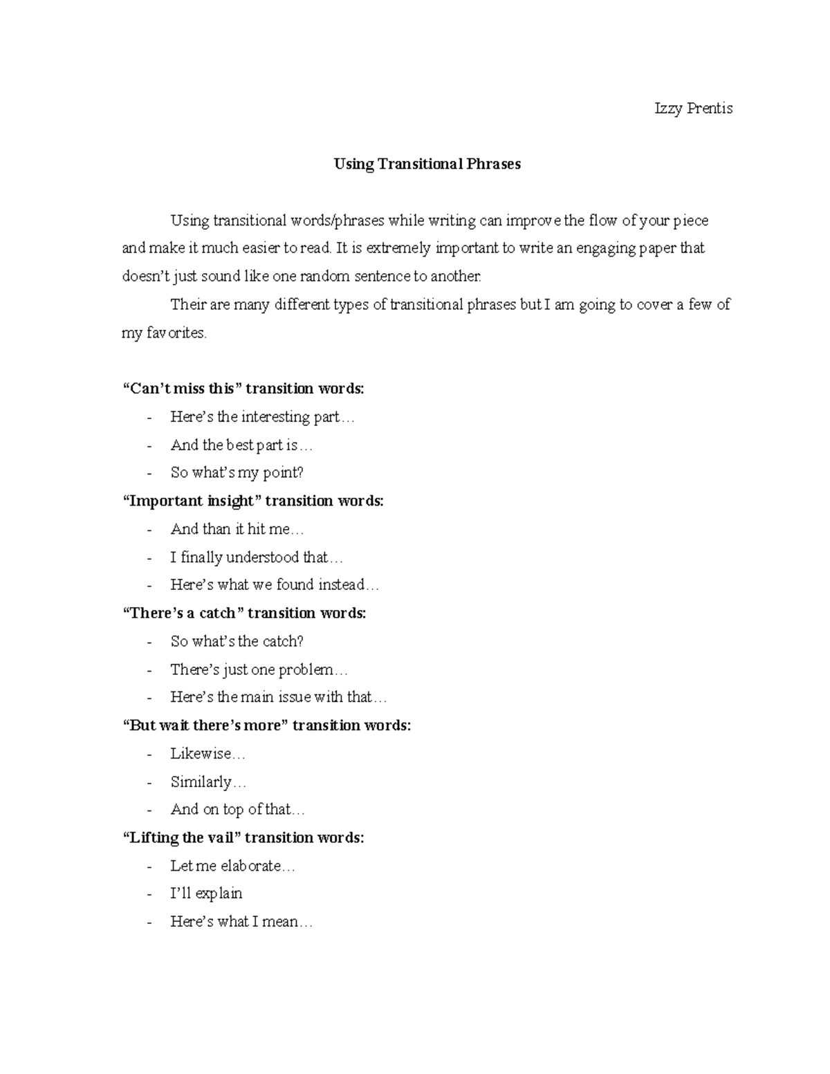 Transitional Words - presentation for something you can learn in ...