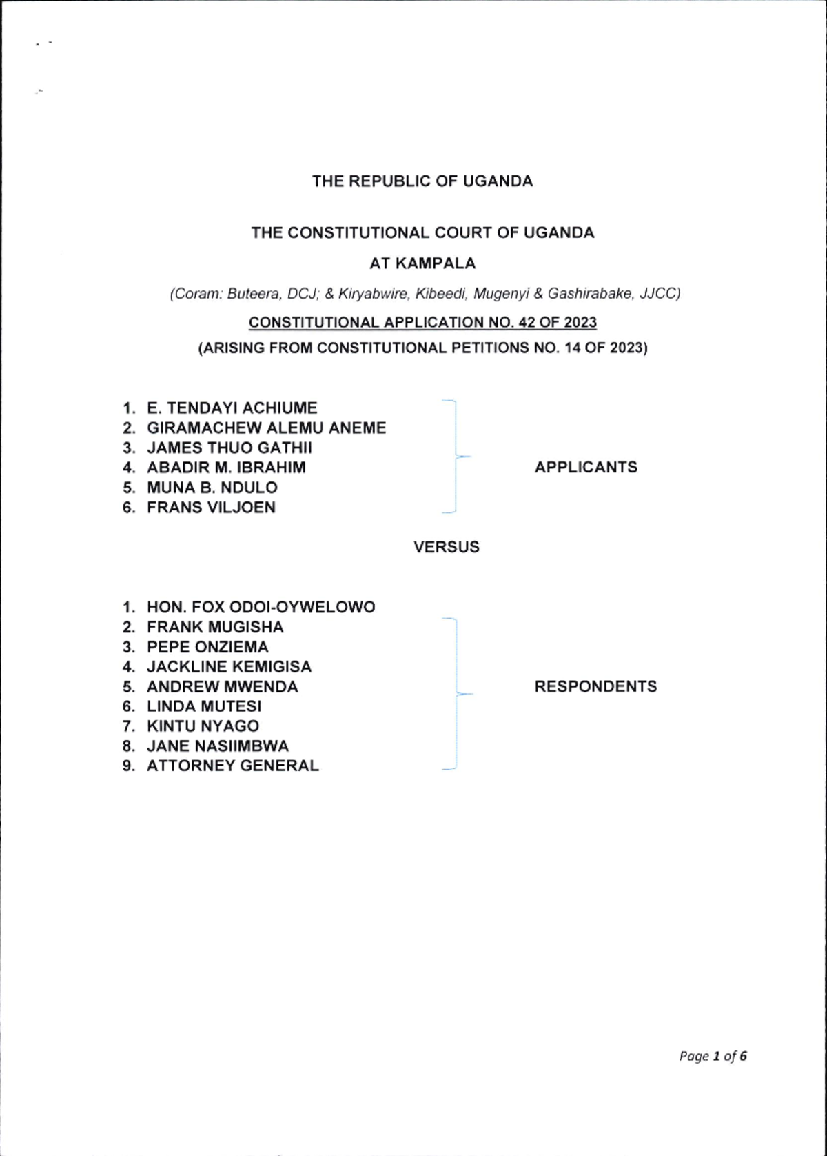 AHA - Constitutional Application No. 42 of 2023 - THE REPUBLIC OF ...