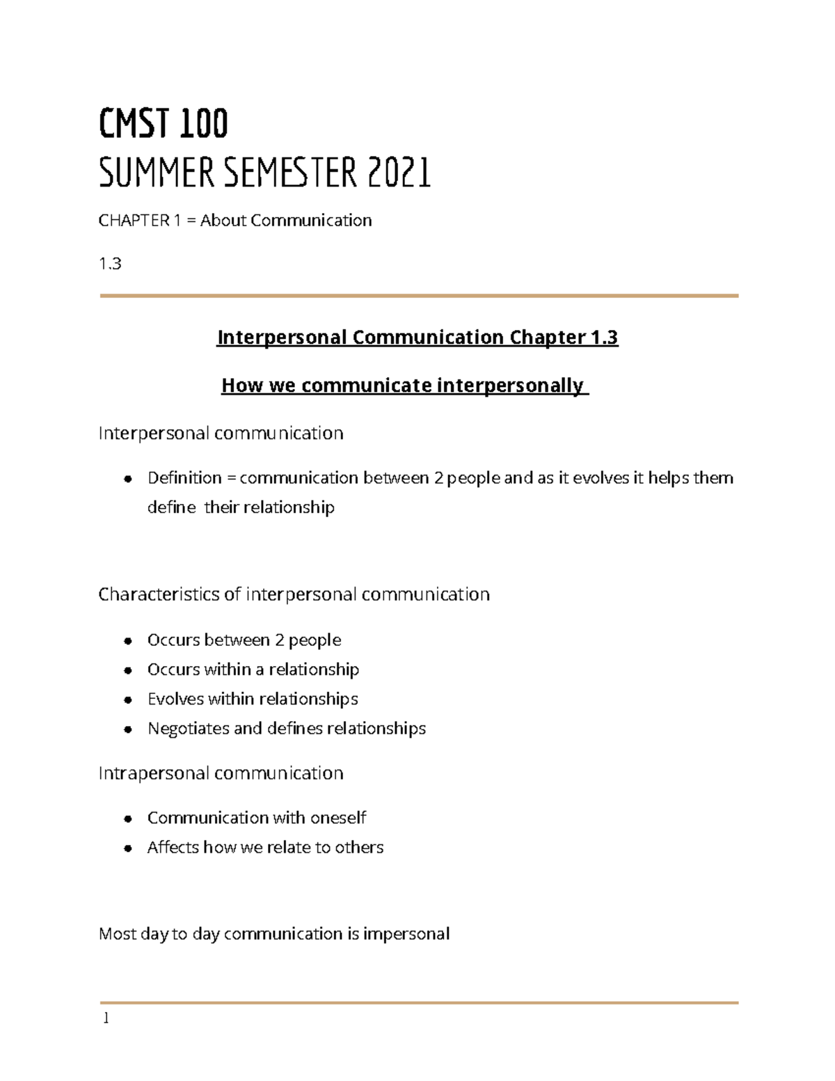 2021-interpersonal_communication-lecture_notes_1.3_week1 - CMST 100 ...