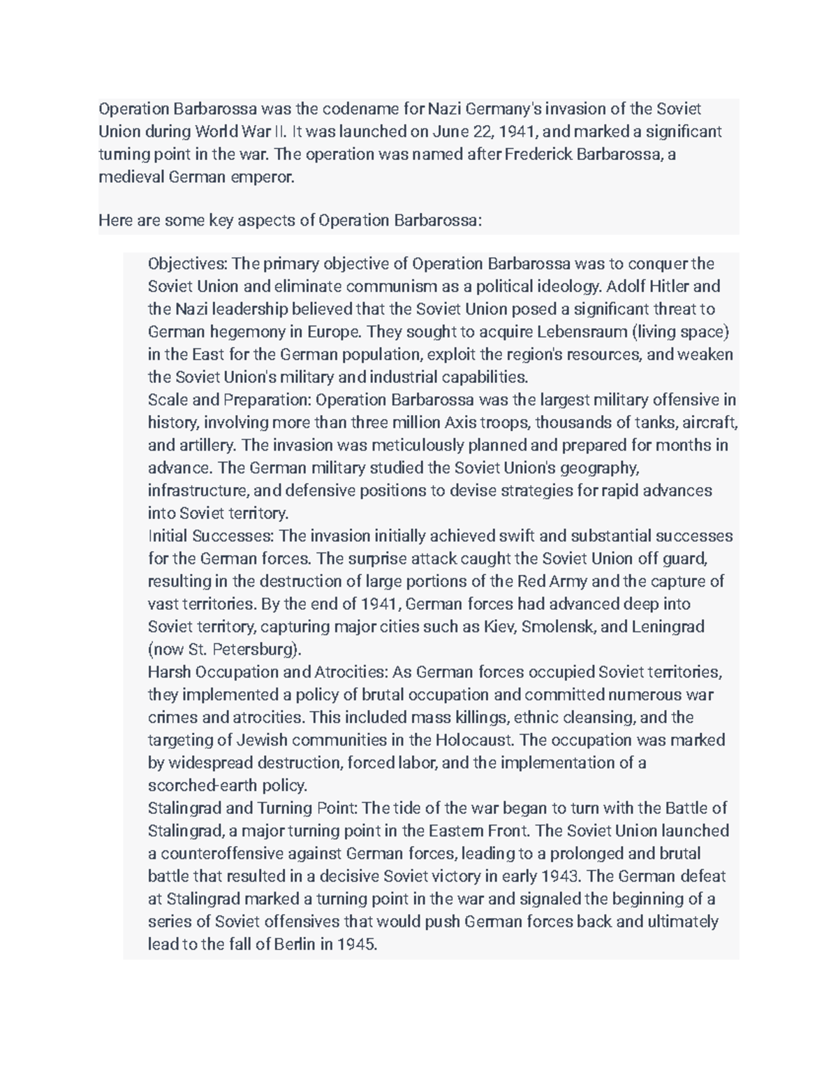 Operation Barbarossa - It was launched on June 22, 1941, and marked a ...