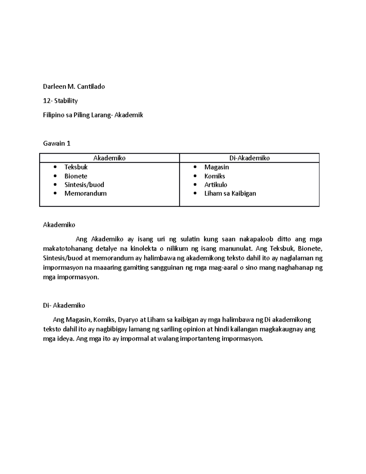 Larang - important details - Darleen M. Cantilado 12- Stability ...