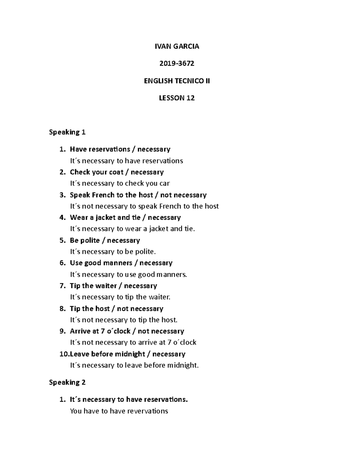 English II lesson 12 practica facil de editar - IVAN GARCIA 2019 ...