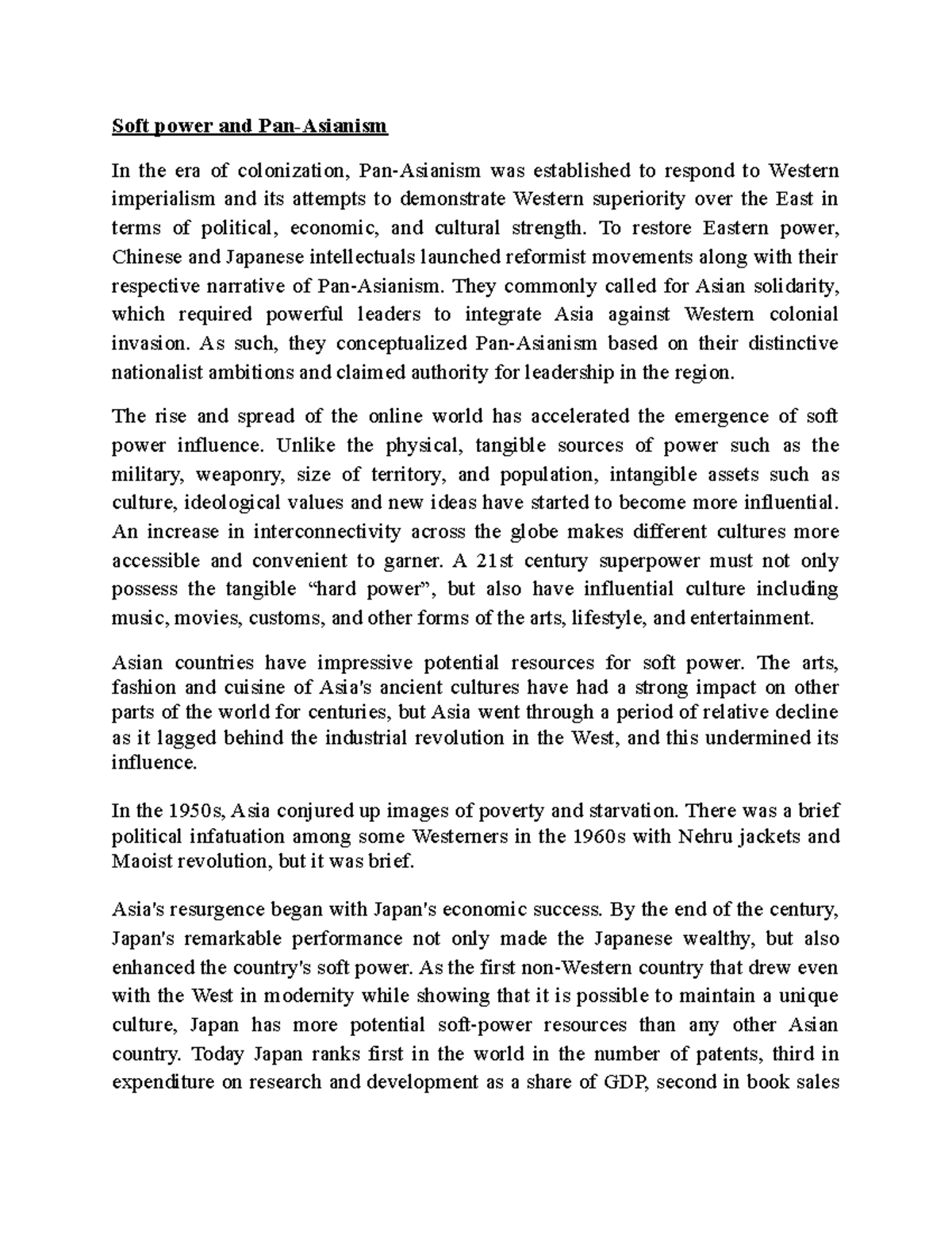 Soft power and Pan - Soft power and Pan-Asianism In the era of ...