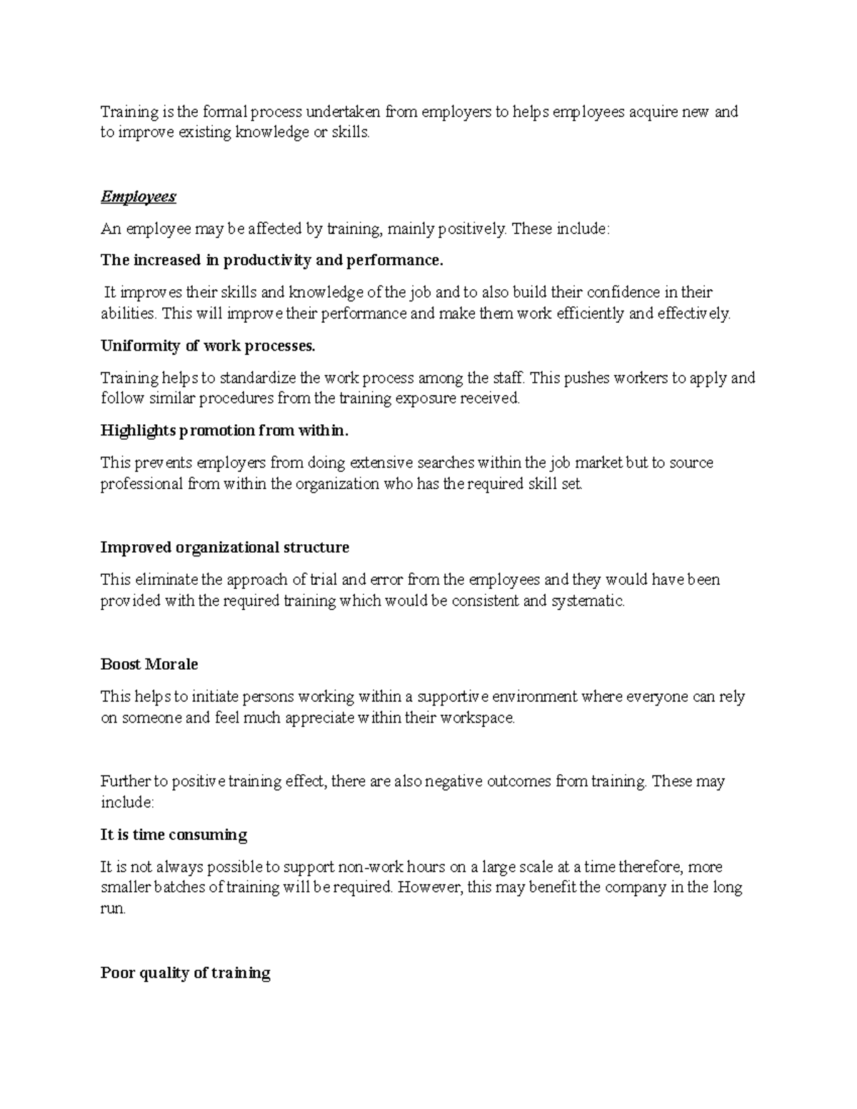 Training and development tutorial 1 - Training is the formal process ...