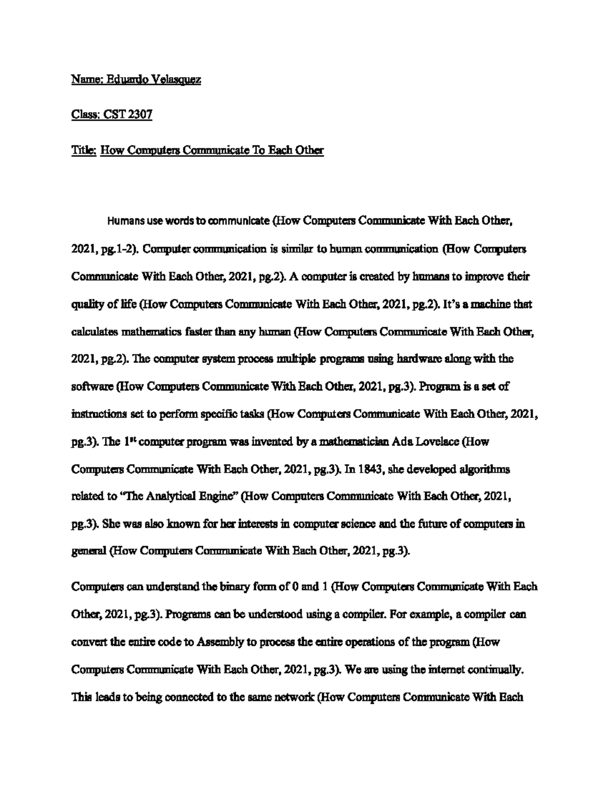 How Computers Communicate To Each Other - CST 2307 - Studocu