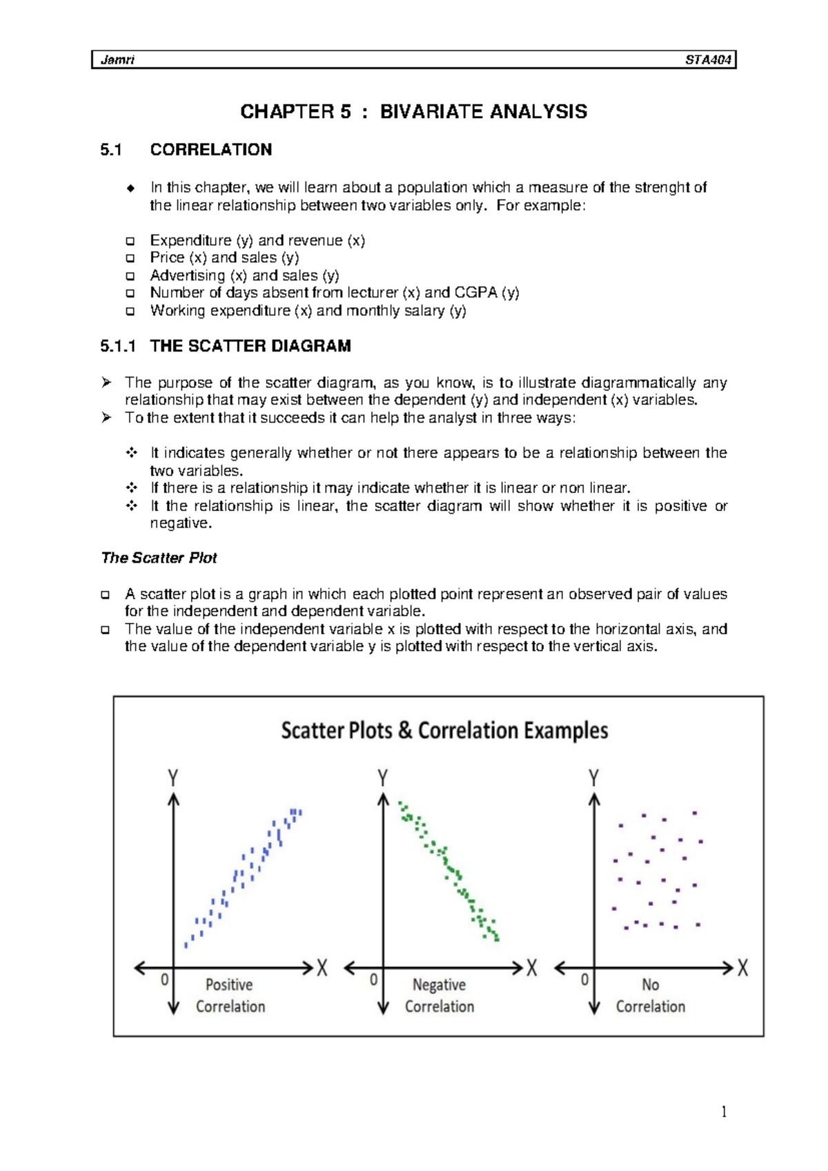 Chap5 - CHAPTER 5 : BIVARIATE ANALYSIS 5. 1 CORRELATION ####### In this chapter, we will learn ...