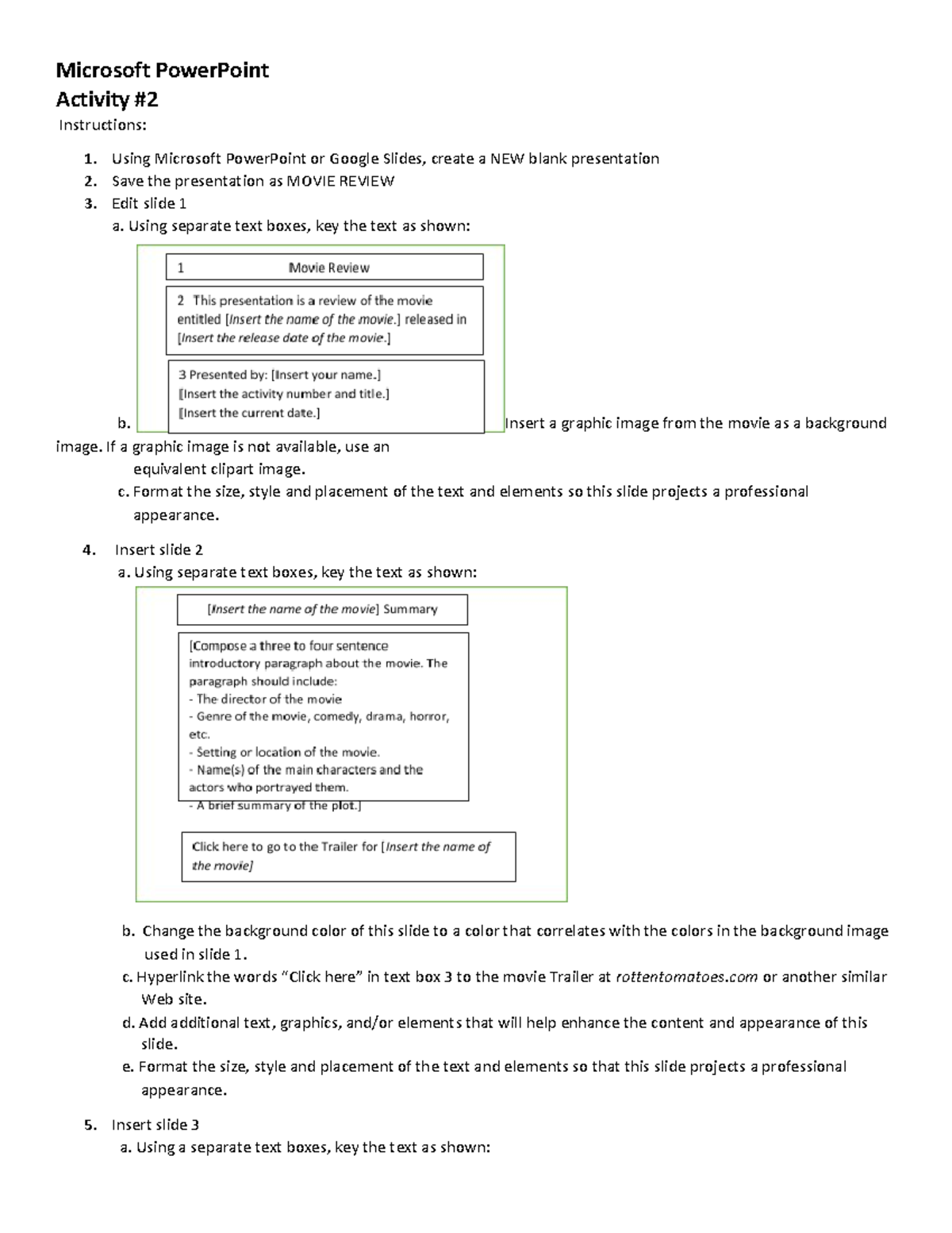 How to use microsoft - Microsoft PowerPoint Activity Instructions: 1 ...