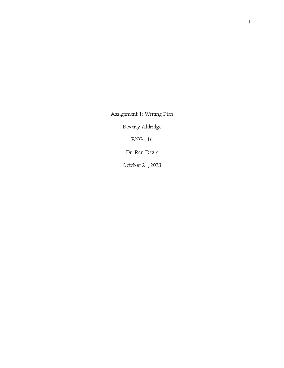 ENG116 Assignment 1 - coursework that was completed. - Assignment 1 ...