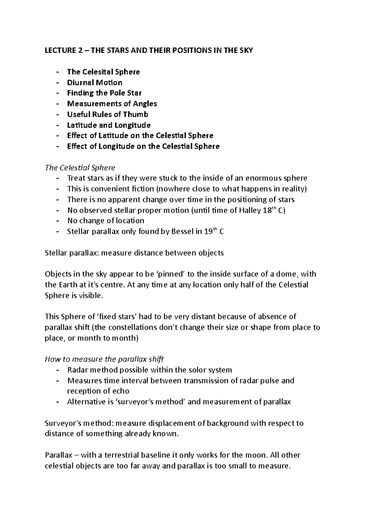 Lecture 2 – THE Stars AND Their Positions IN THE SKY - LECTURE 2 – THE ...