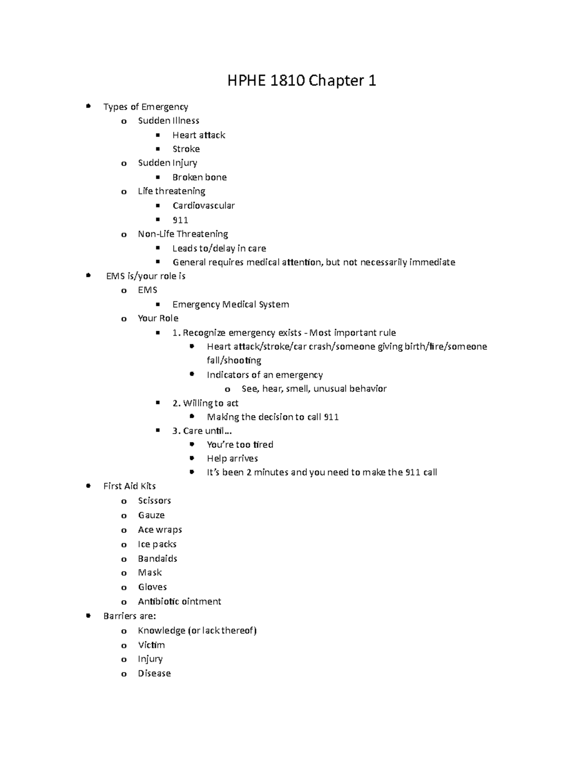 Hphechapter 1 - Lecture notes 1 & 2 - HPHE 1810 Chapter 1 Types of ...