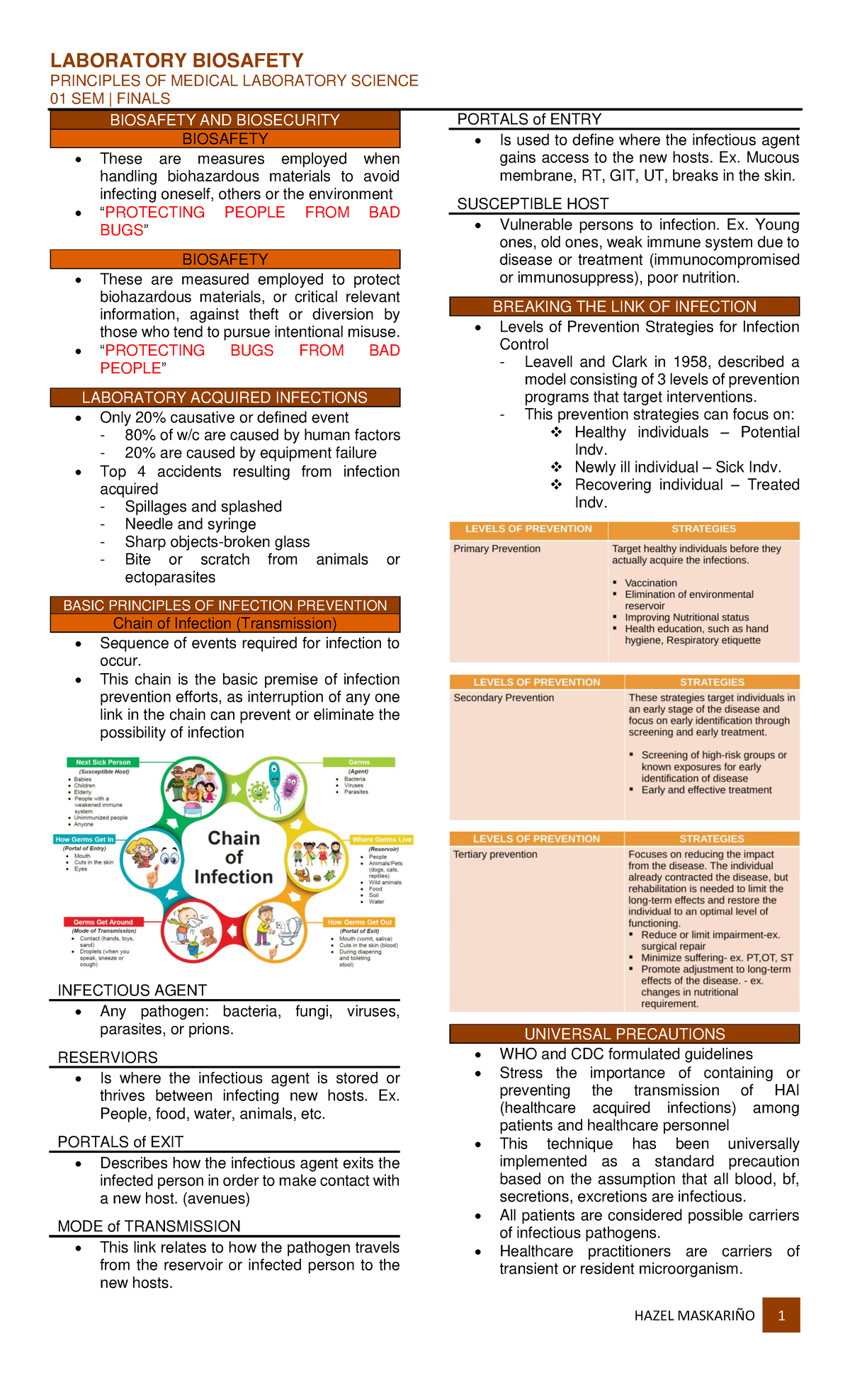 Laboratory Biosafety - PRINCIPLES OF MEDICAL LABORATORY SCIENCE 01 SEM ...