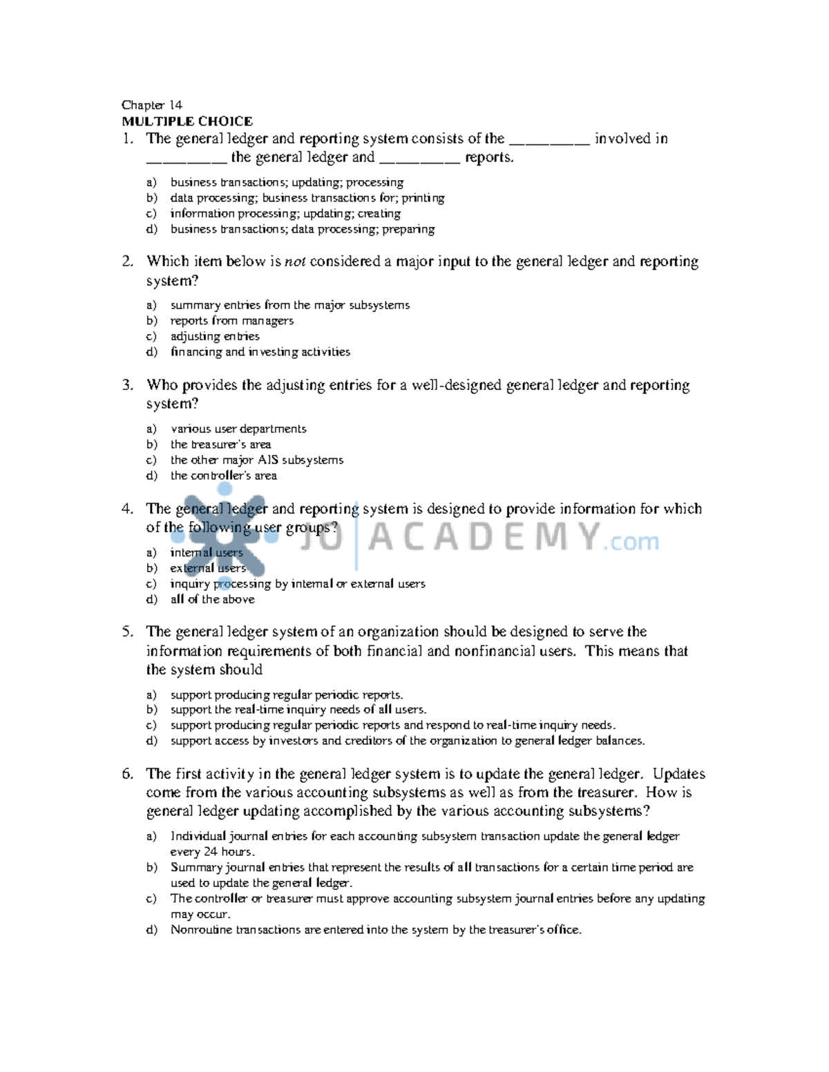 his accounting information system chapter 14 test bank - Chapter 14 ...