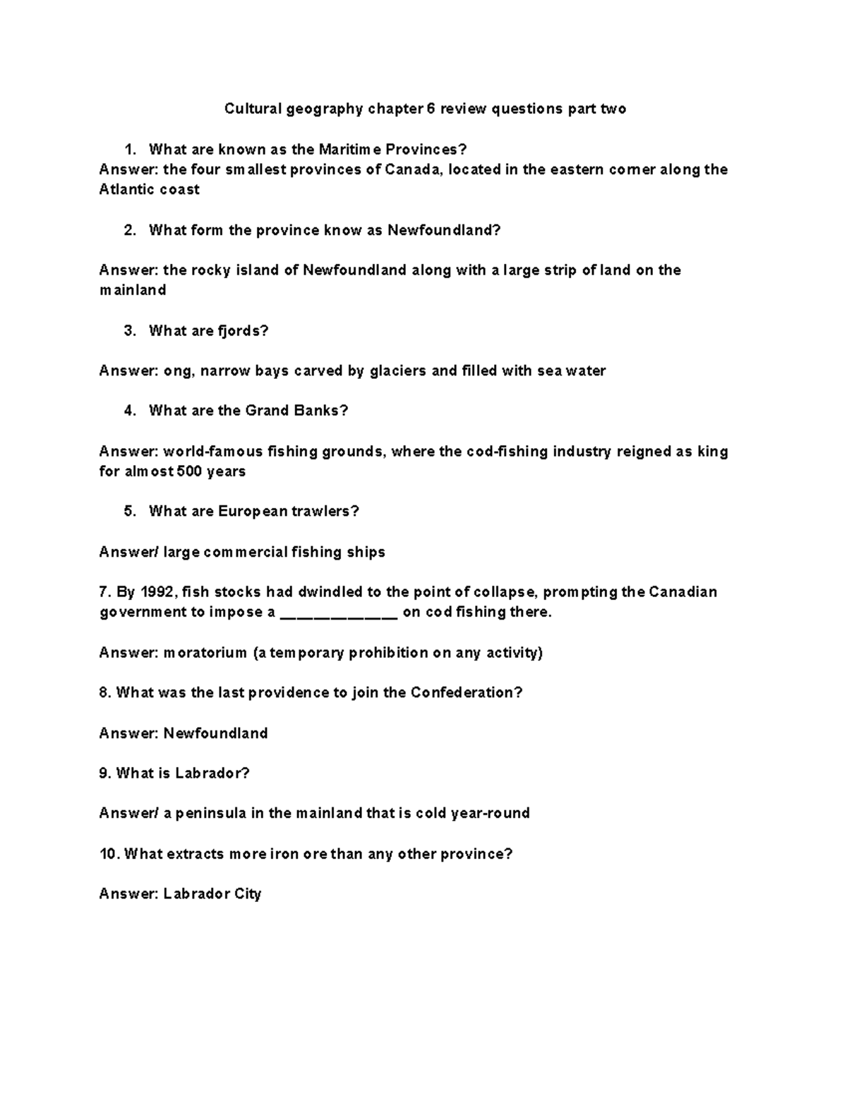 Chapter 6 review questions - Cultural geography chapter 6 review ...