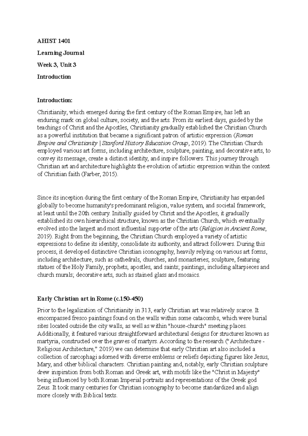 Ahist Learning Jourmnal Unit3 - AHIST 1401 Learning Journal Week 3 ...