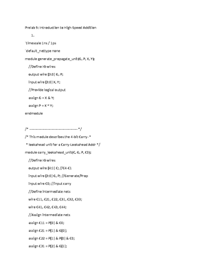 Lab9 - an introduction to high speed addition - ECEN 248 - Lab Report Lab Number: 9 Lab Title ...
