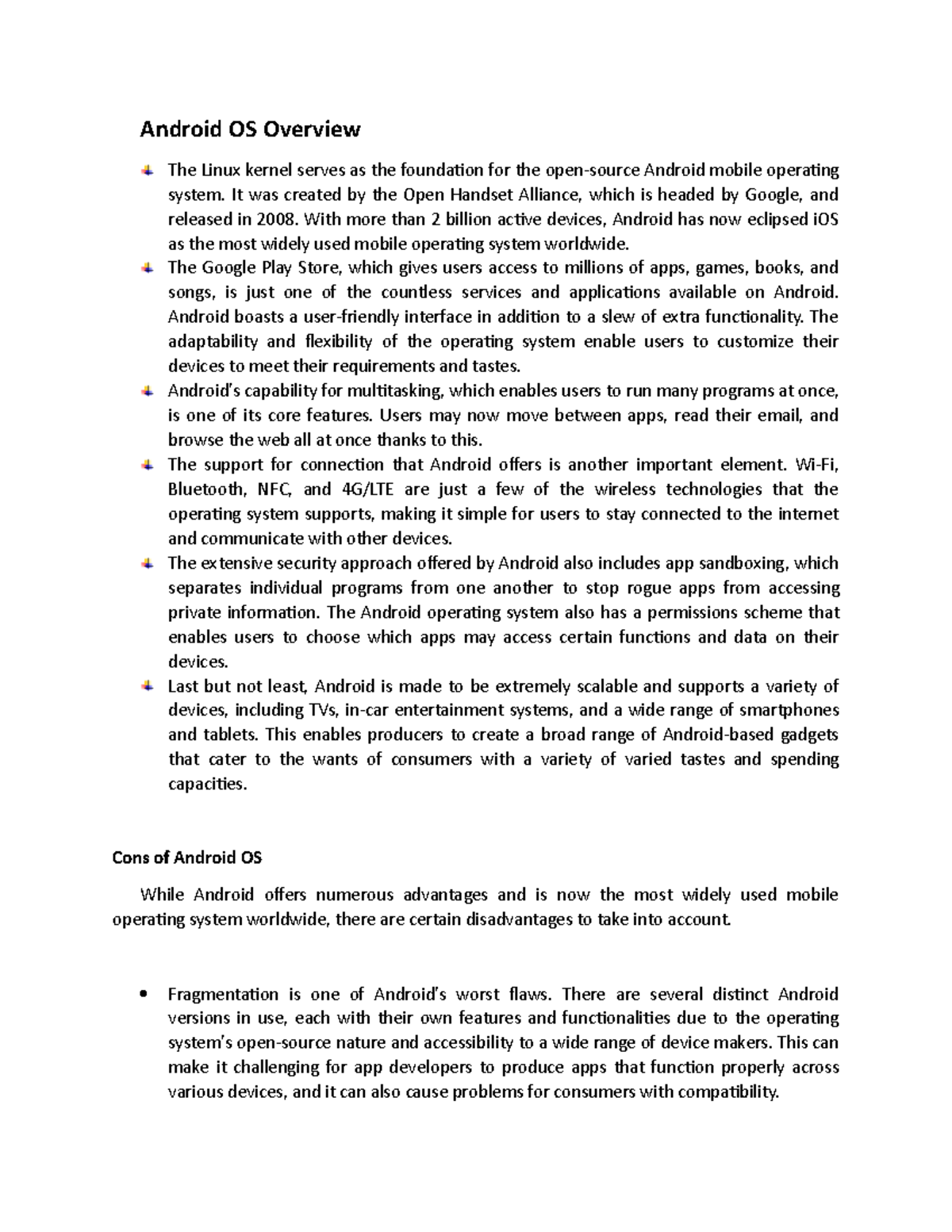 Lecture Notes Android Os Overview Android Os Overview The Linux