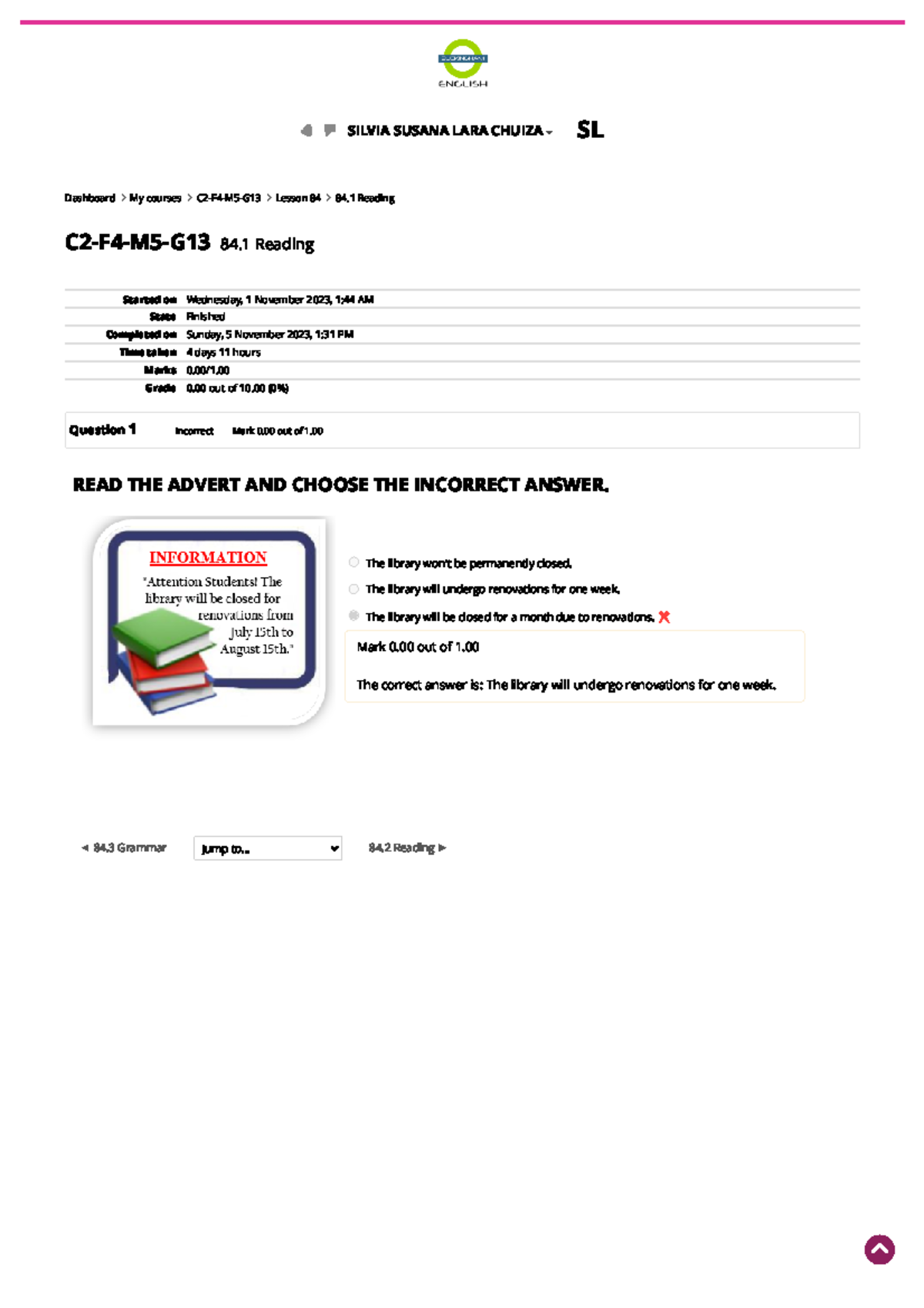 84.1 Reading Attempt review.pdf Silvi - SL C2-F4-M5-G13 84 Reading ...