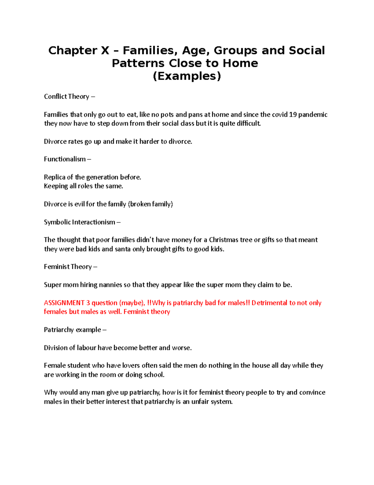 Chapter 10 - Notes - Chapter X – Families, Age, Groups and Social ...