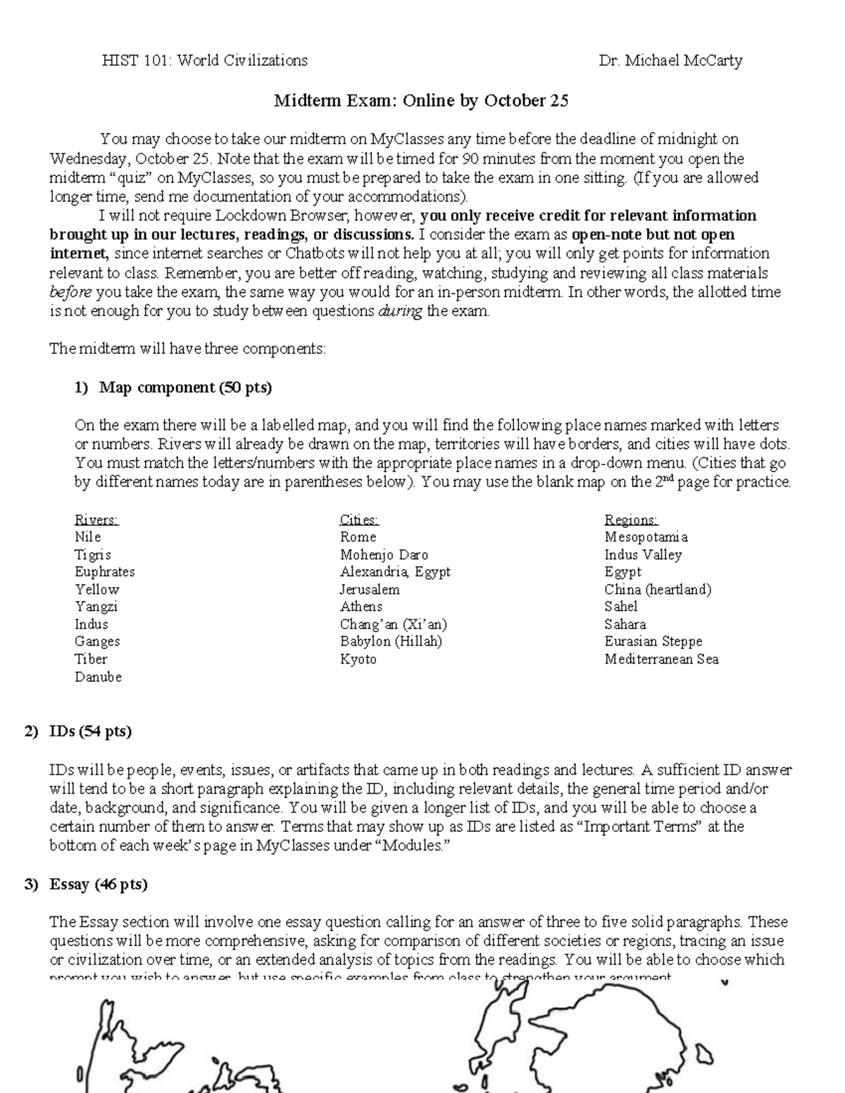 World+Civ+Midterm+Handout - HIST 101: World Civilizations Dr. Michael ...