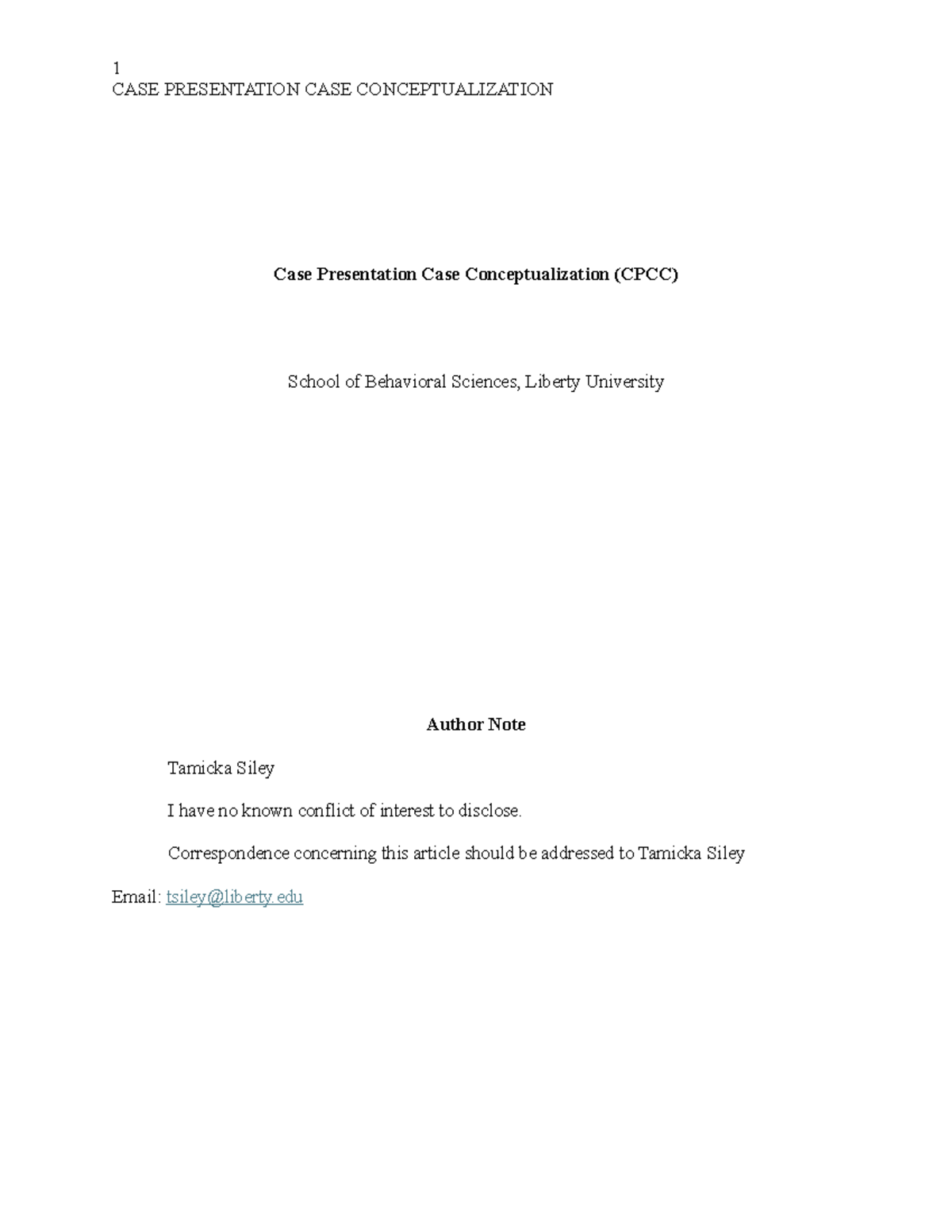 CPCC - Report - CASE PRESENTATION CASE CONCEPTUALIZATION Case ...