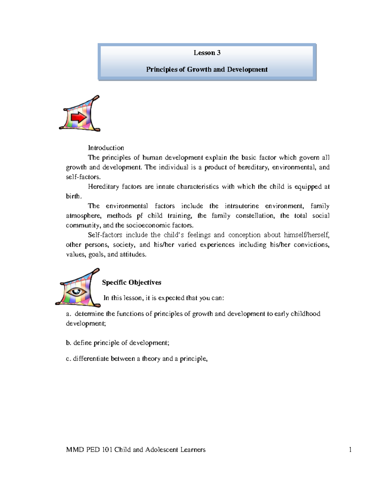 PED 101 Lesson 3 with activity - Introduction The principles of human ...