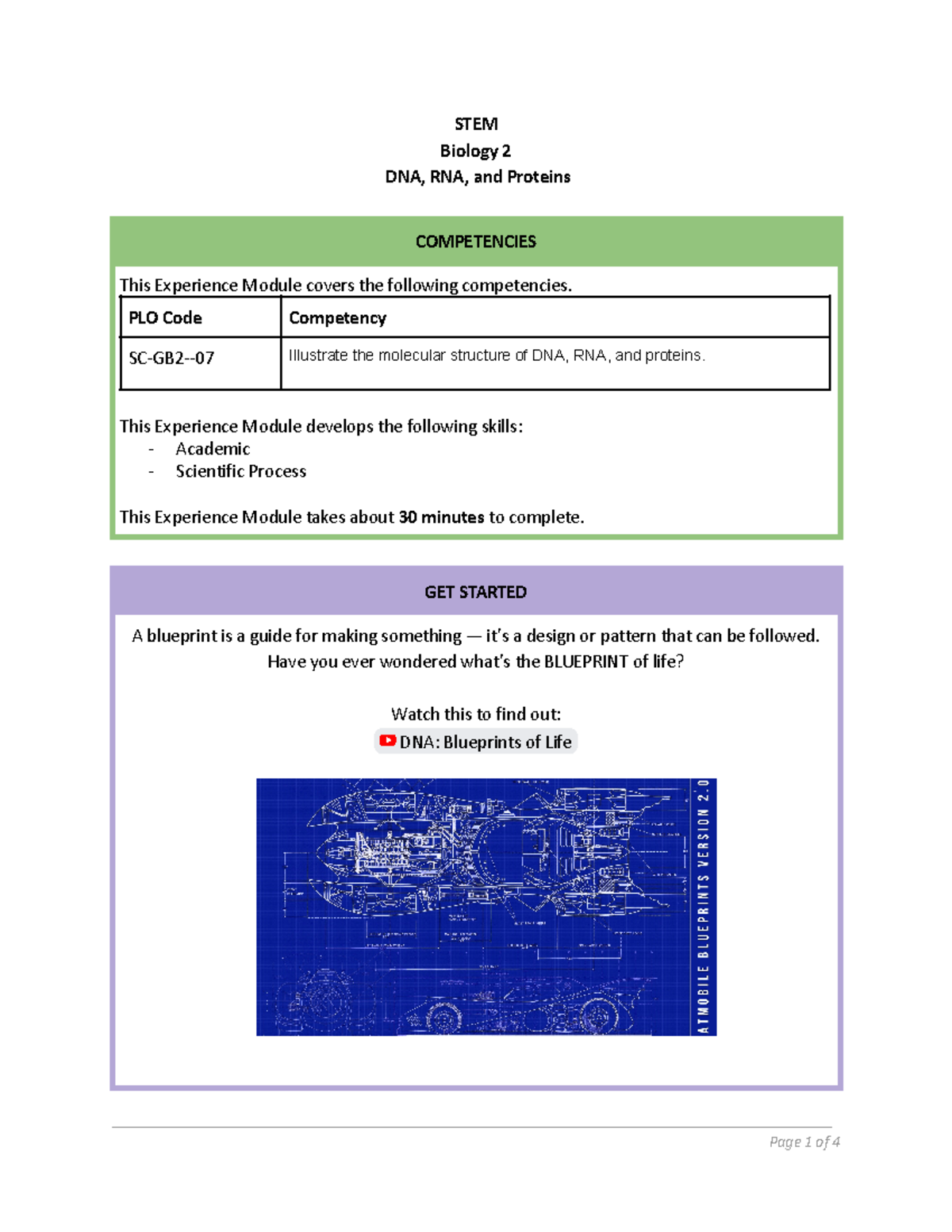 STEM Biology 2 DNA, RNA, and Proteins Experience Guide for tutors ...