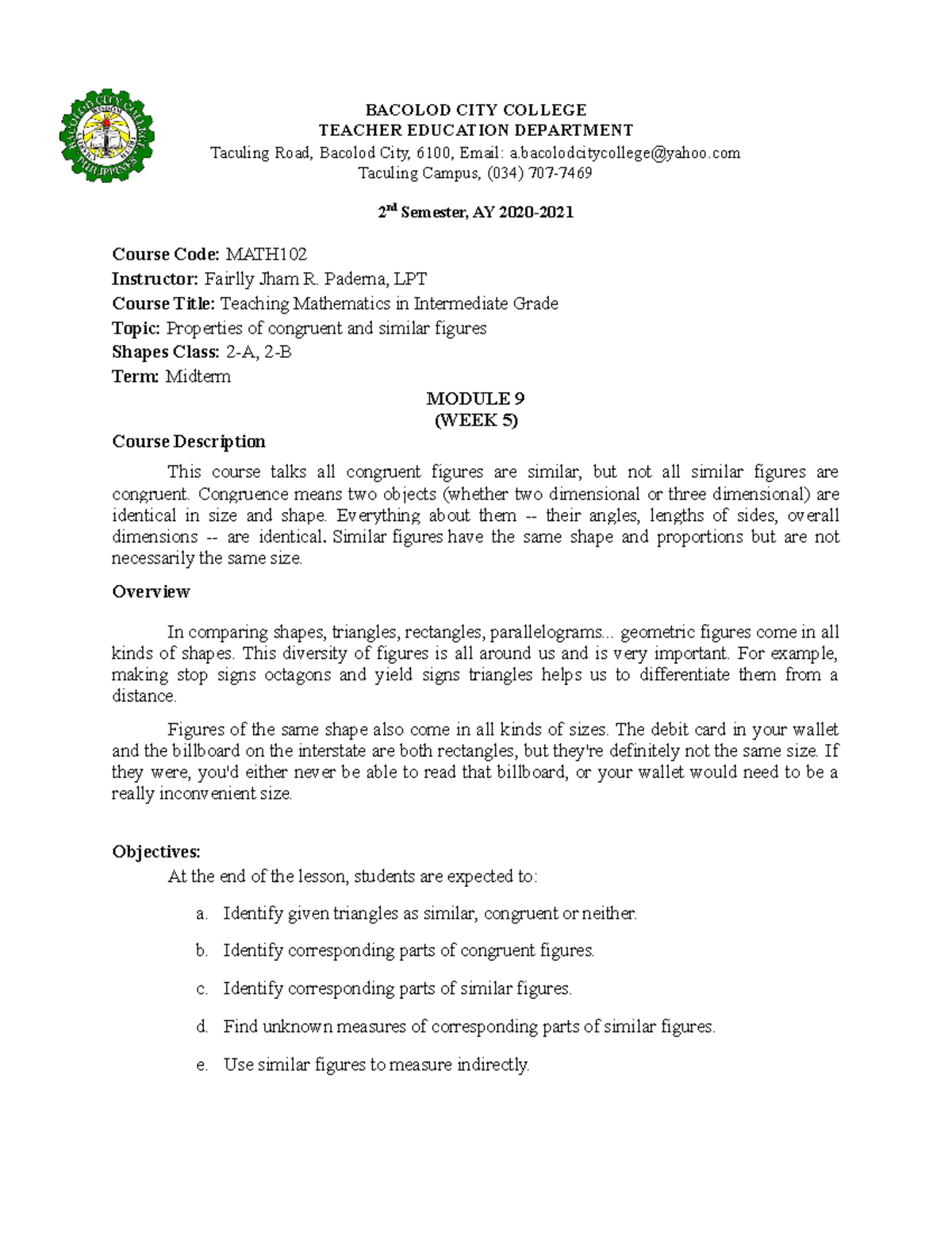 Module 9 - This is all about teaching math in elementary grade ...