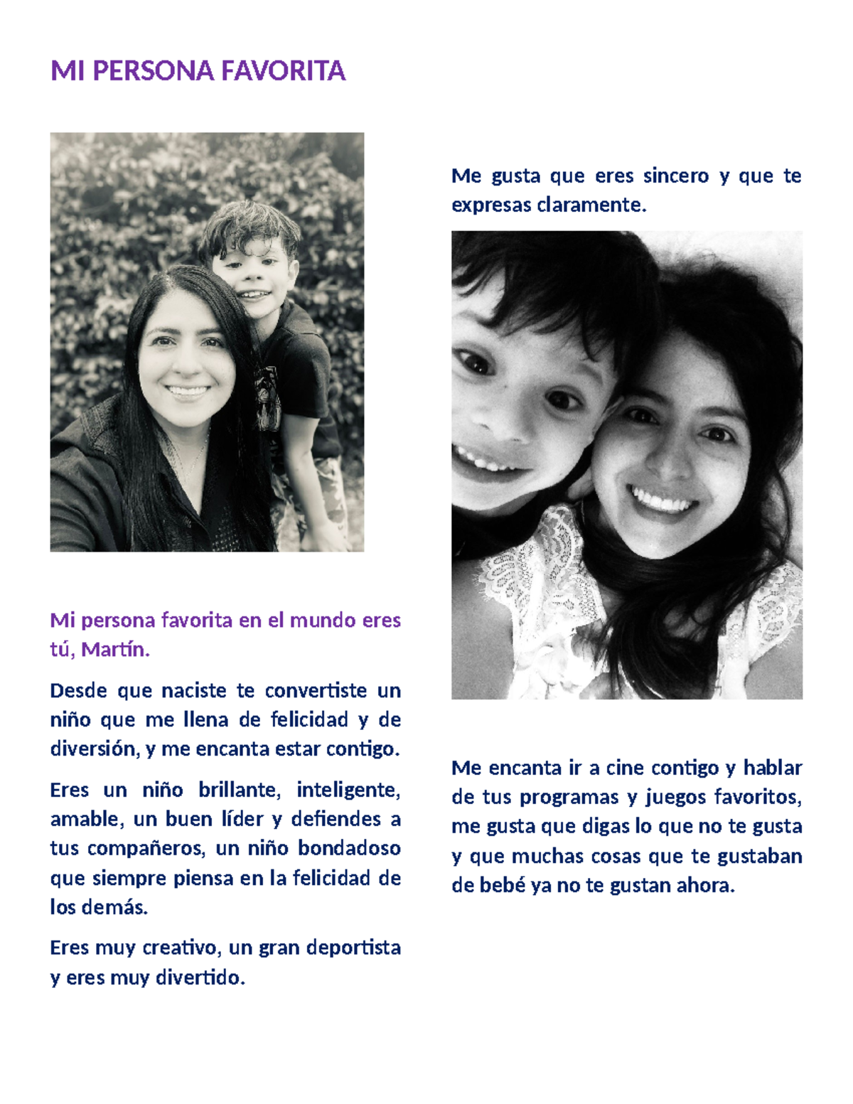 MI Persona Favorita - REPASO - MI PERSONA FAVORITA Mi persona favorita ...