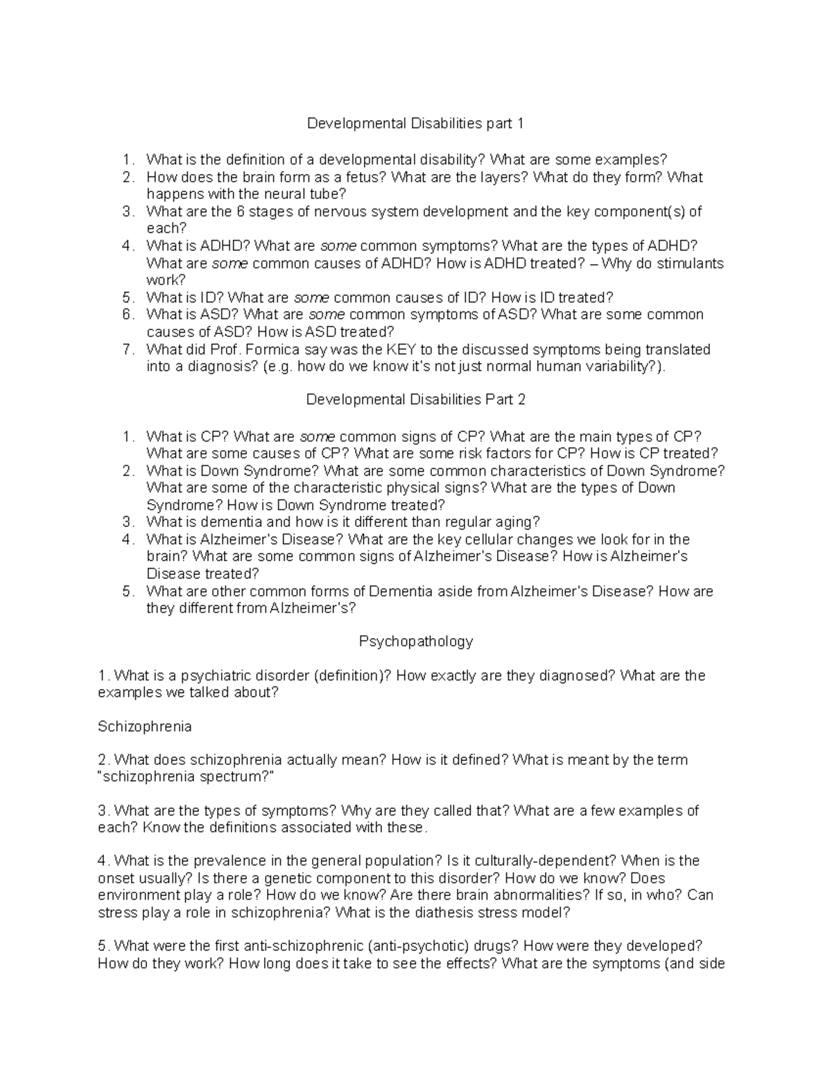Final Exam - Developmental Disabilities part 1 What is the definition ...
