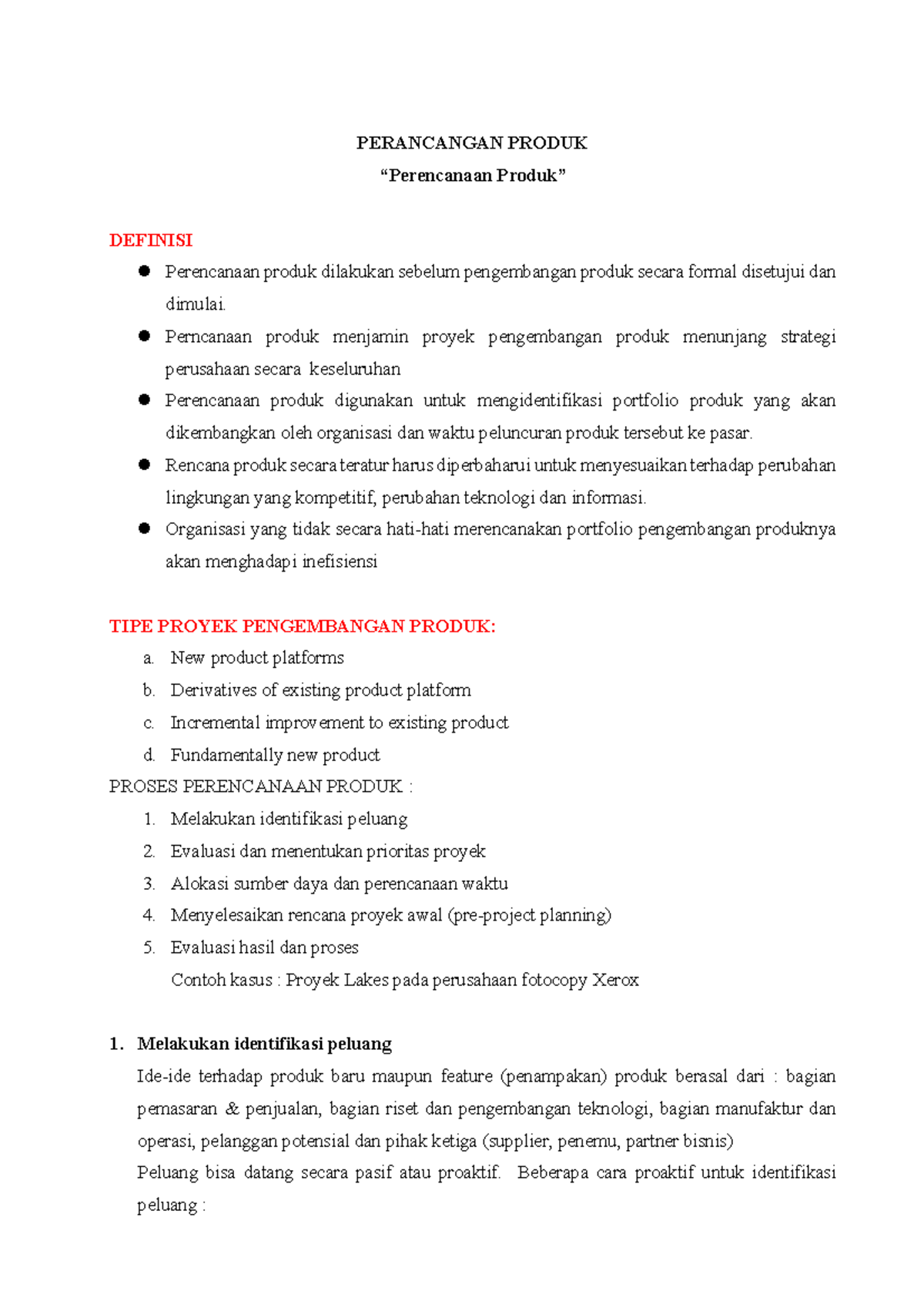 Perancangan Produk Perencanaaan Produk - PERANCANGAN PRODUK ...
