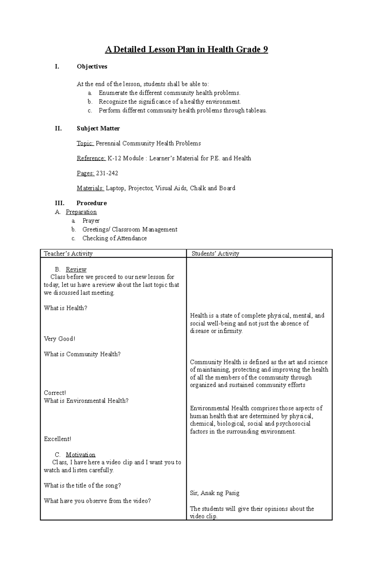 435495501 A Detailed Lesson Plan in Health Grade 9 - A Detailed Lesson ...