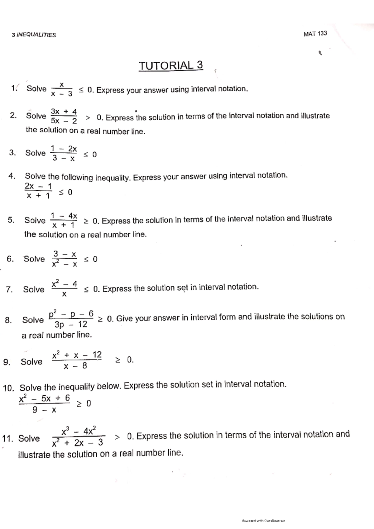 Exercisesolvinginequalities - Pre Calculus - Studocu