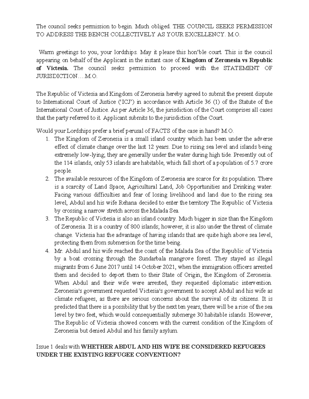 Script UWSL - The council seeks permission to begin. Much obliged. THE ...